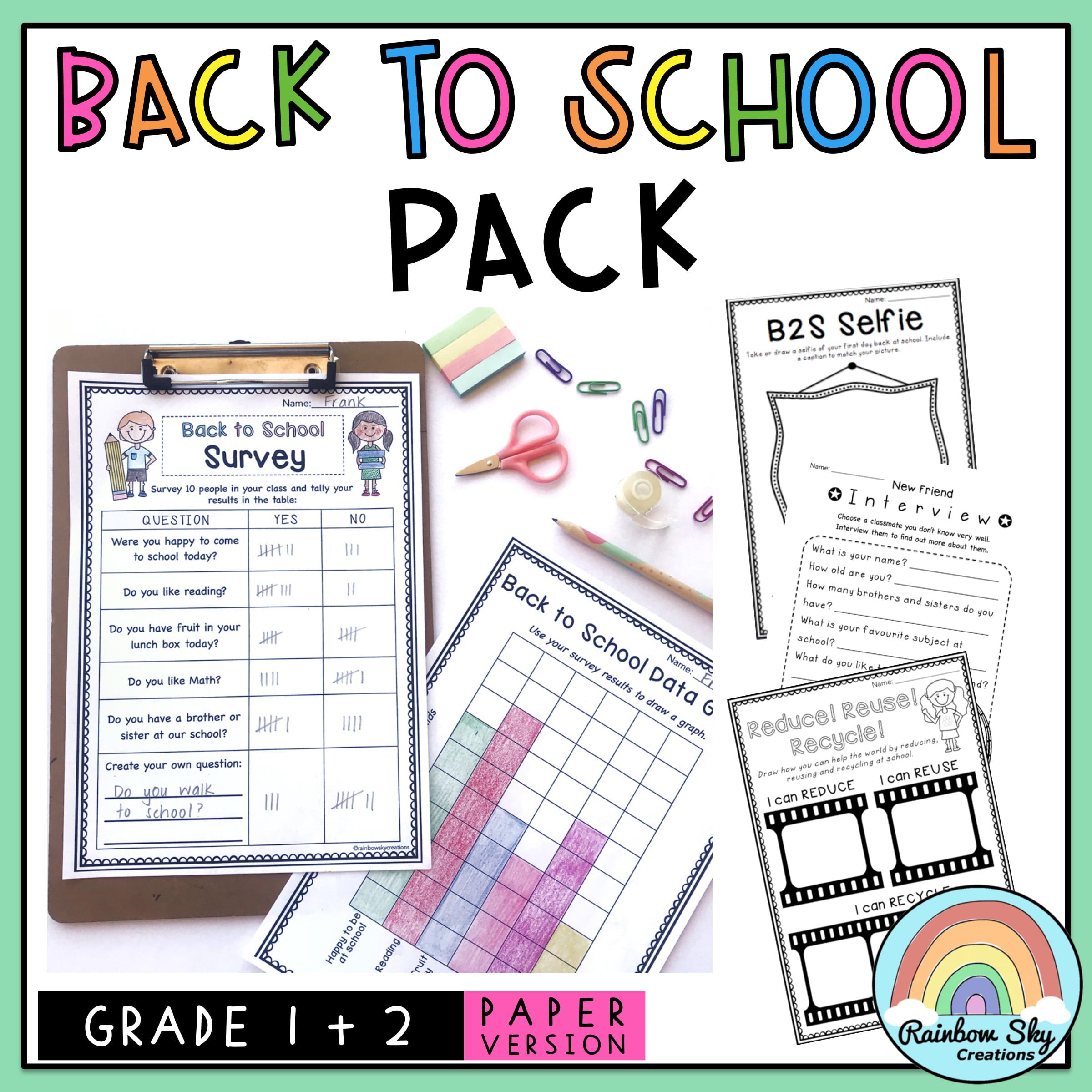 Back To School Activities Pack | No Prep | Grades 1-2 [Printable ...