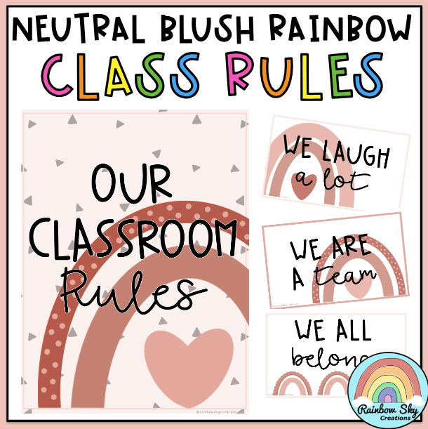 Classroom Rules | Positive Class Rules [Neutral Rainbow Theme ...