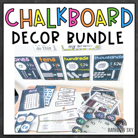 Classroom Decor BUNDLE [Chalkboard Theme] – Rainbow Sky Creations AU