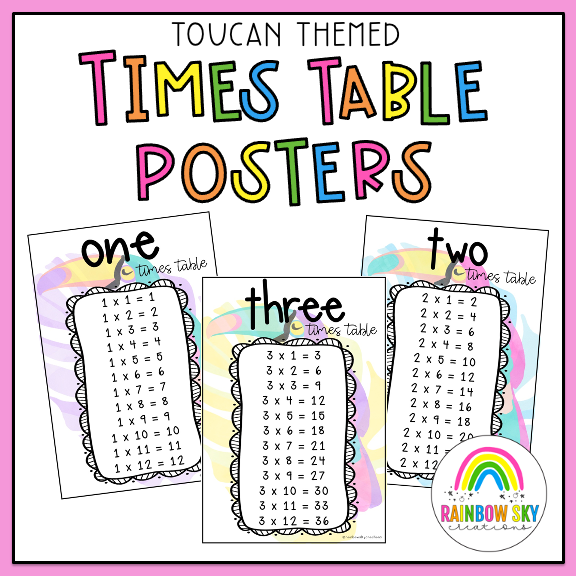 Times Table Posters | Multiplication Posters [Toucan Theme] – Rainbow ...