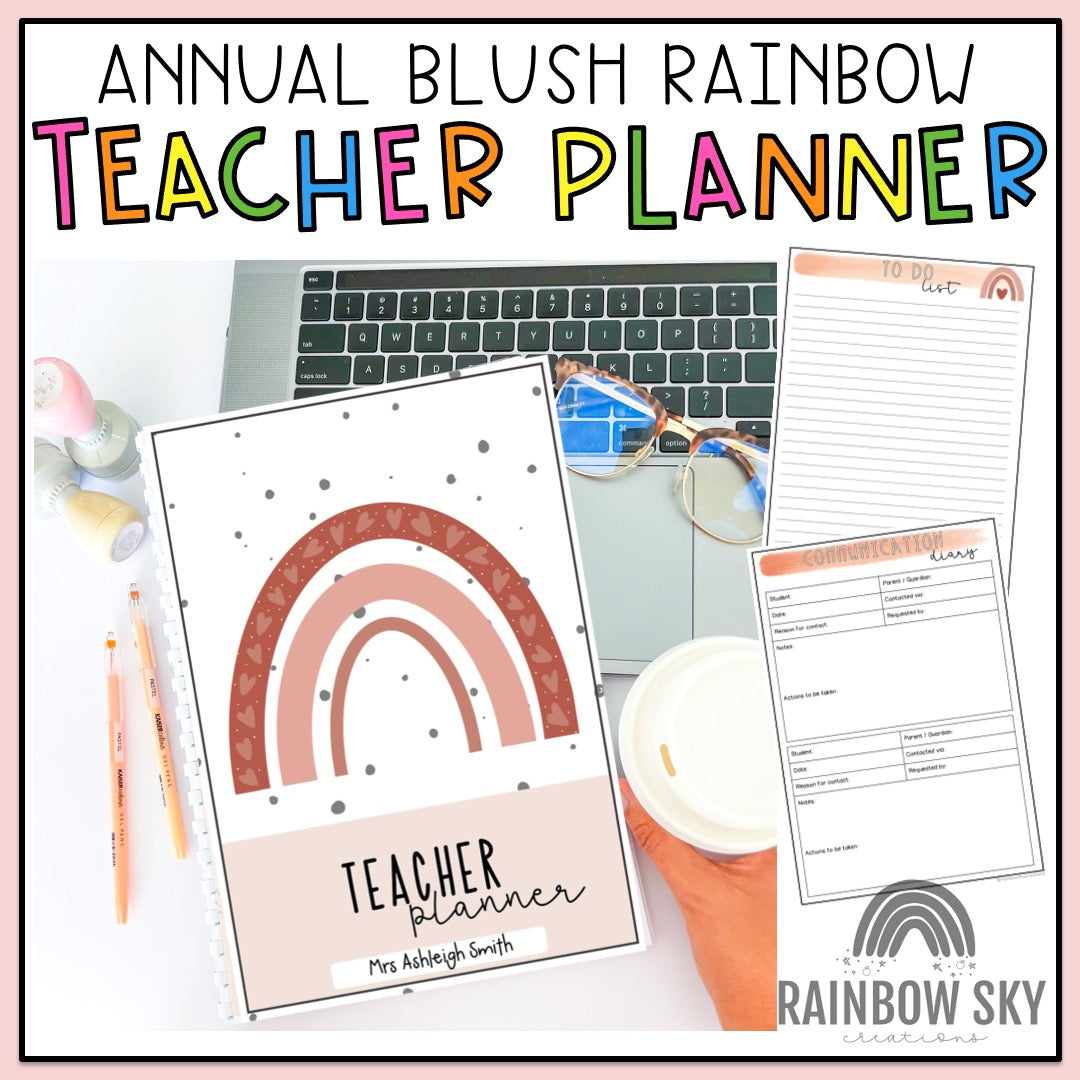 Australian Teacher Planner | Annual Teacher Diary [Neutral Rainbow The ...