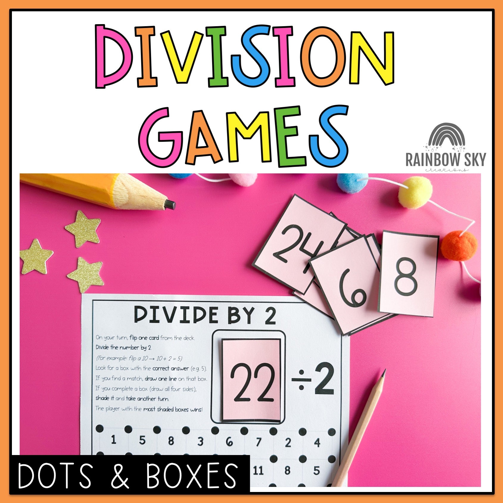 Division Dots and Boxes Games – Rainbow Sky Creations AU
