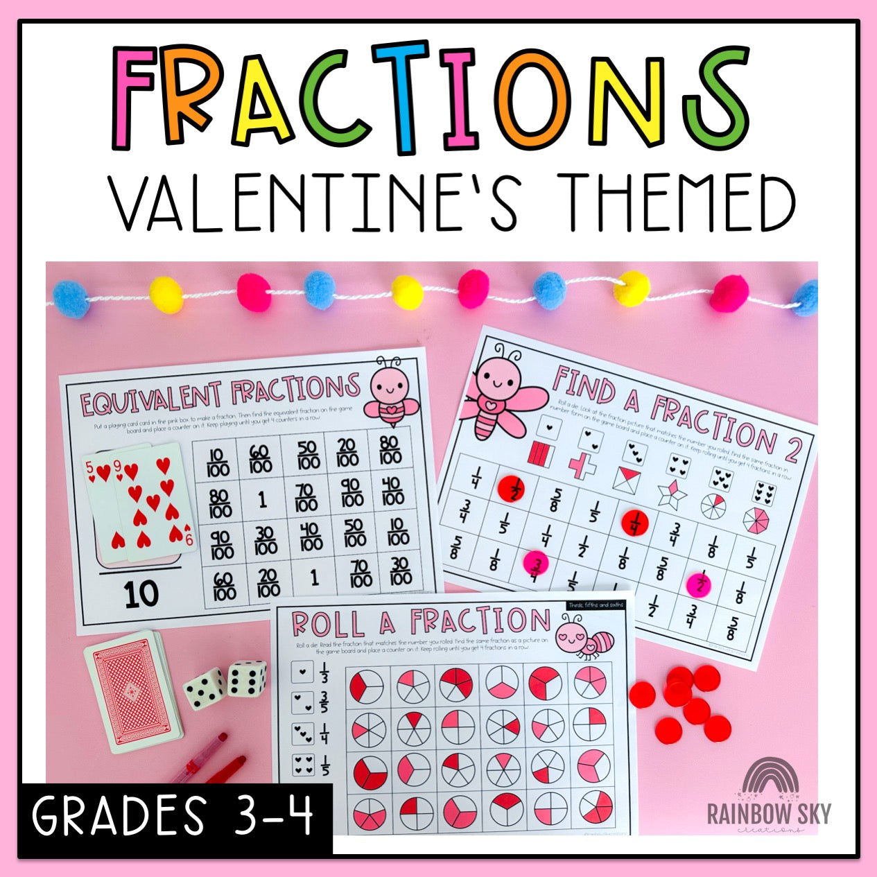 Valentine's Day Fractions Centers | February Fraction Activities ...