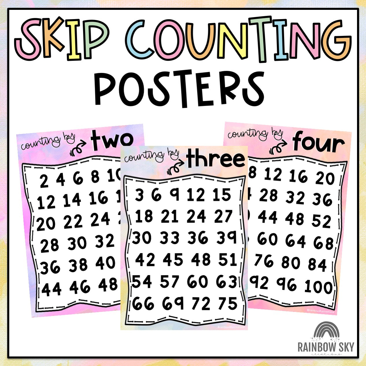 Skip Counting Posters | Maths Posters [Pastel Theme] – Rainbow Sky ...