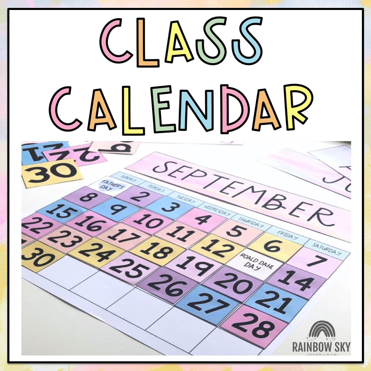 Daily & Monthly Calendar Display [Pastel Theme] – Rainbow Sky Creations AU