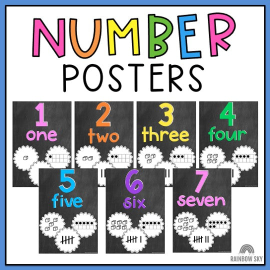 Number Posters 1-50 [Chalkboard Theme] – Rainbow Sky Creations AU