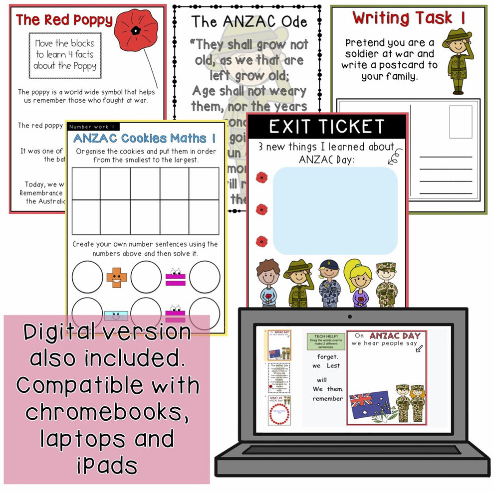 ANZAC Day Activities - Grades 1-2 (Digital & Printable) – Rainbow Sky ...