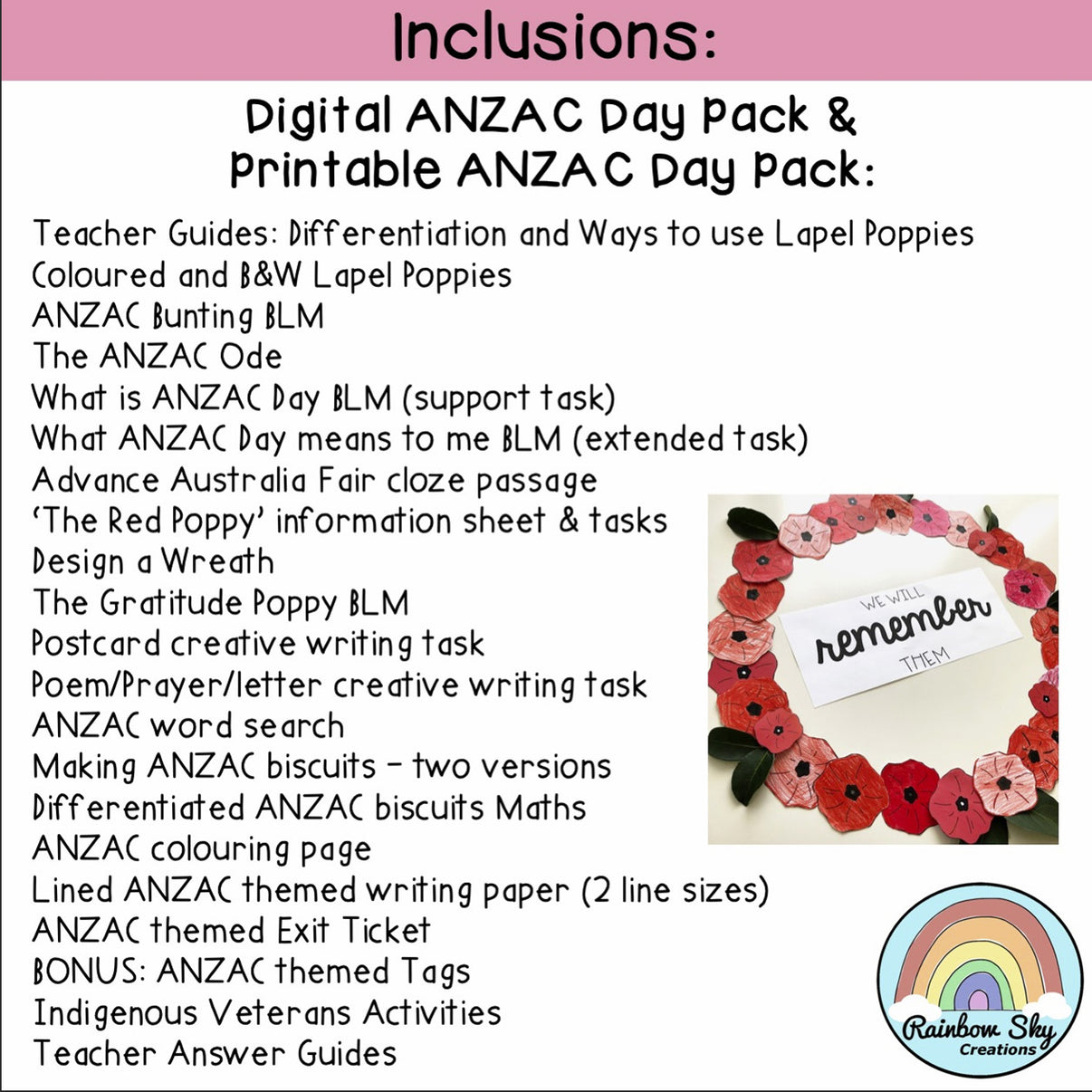 ANZAC Day Activities - Grades 1-2 (Digital & Printable) – Rainbow Sky ...