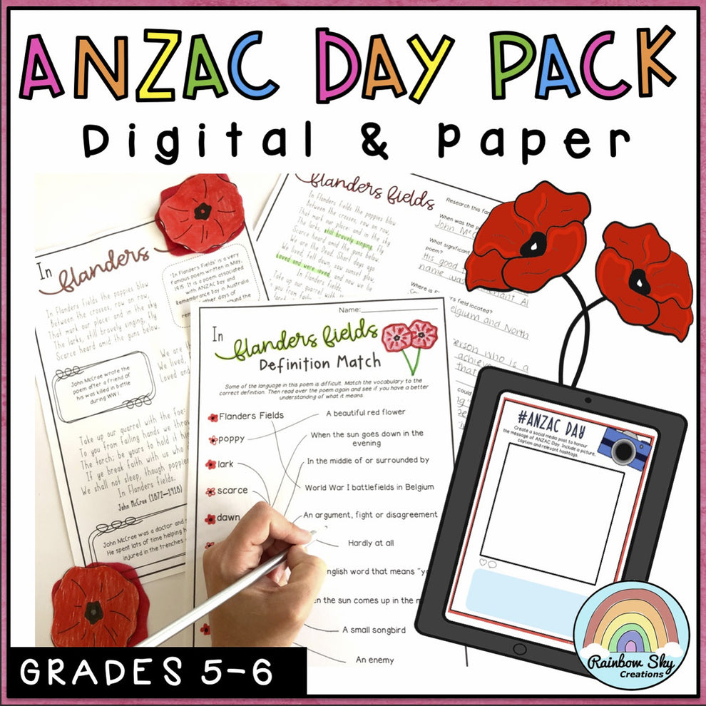 ANZAC Day Activities | Years 5-6 [Digital & Printable]* – Rainbow Sky ...