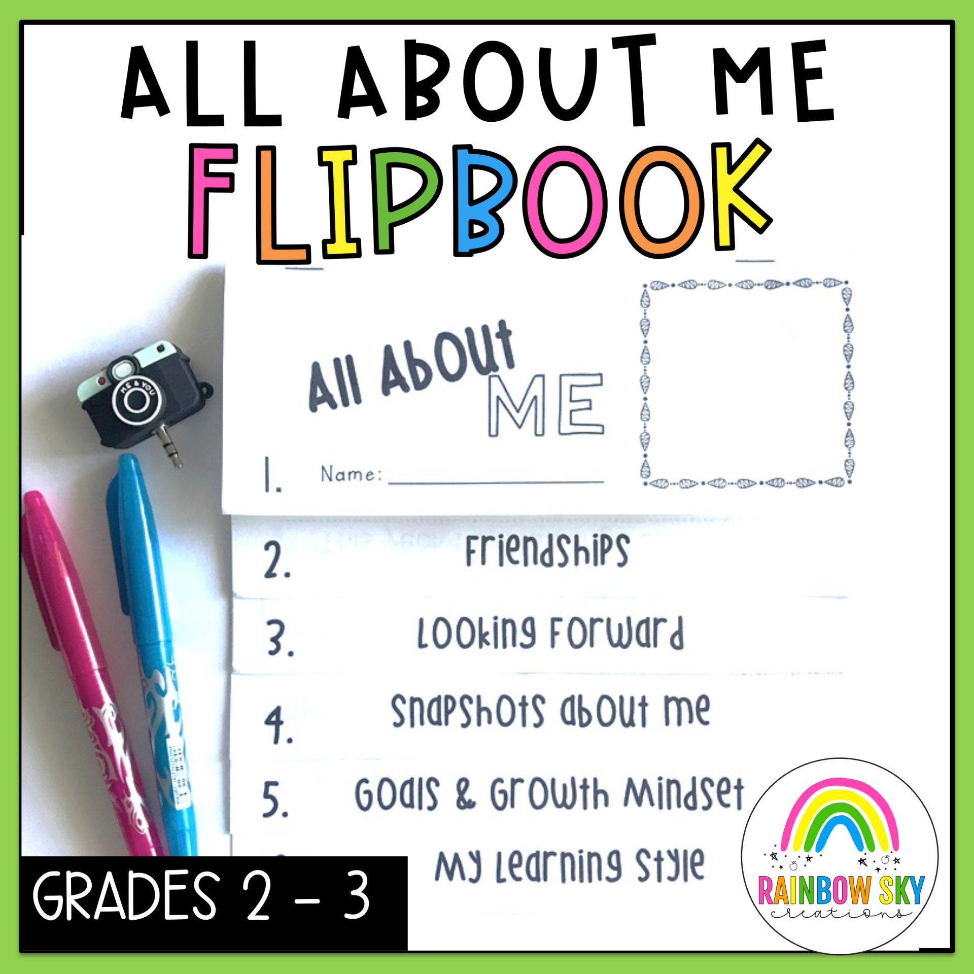 All About Me Flipbook - Back To School Grades (Printable) – Rainbow Sky ...
