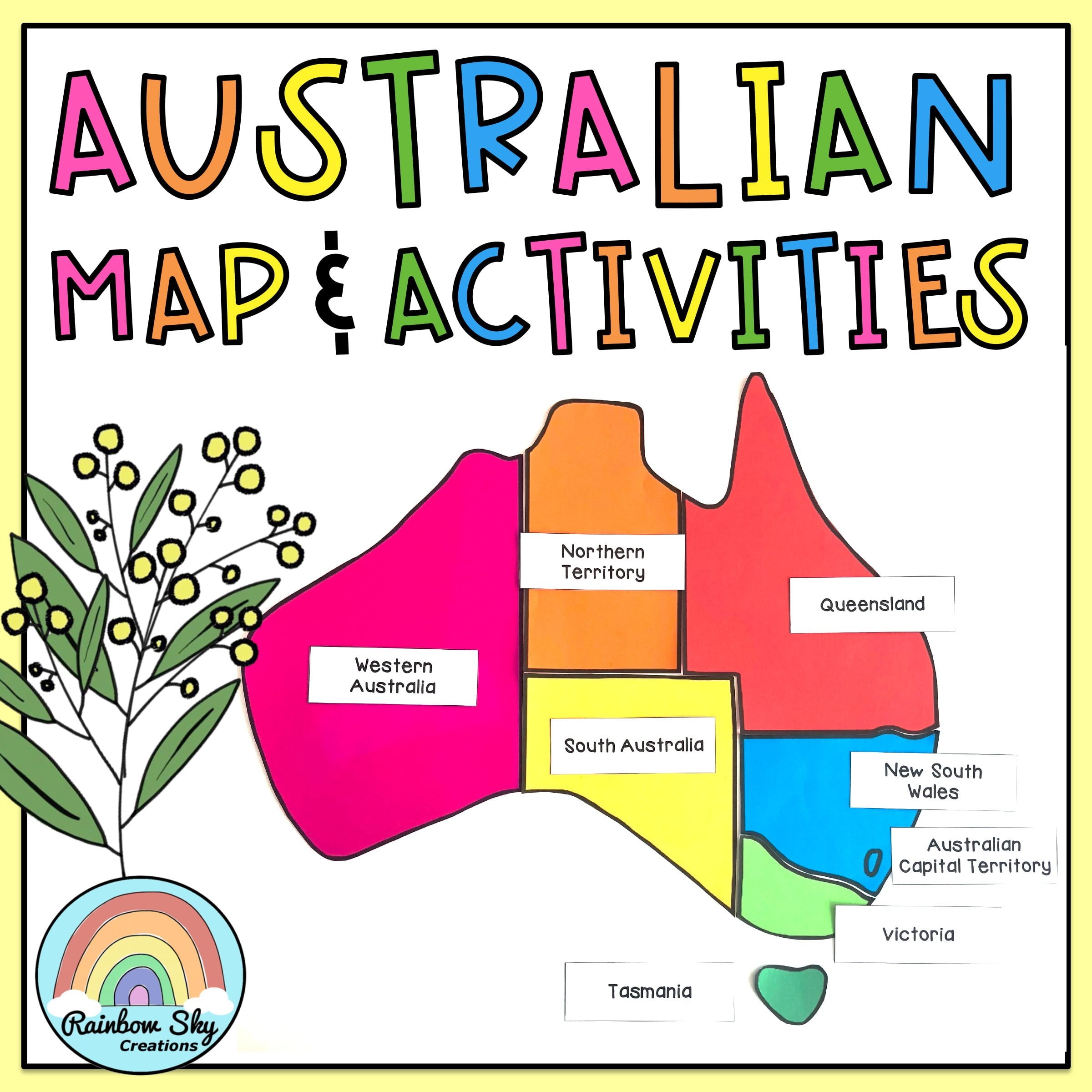 Australian Map Display & Geography Activities – Rainbow Sky Creations AU
