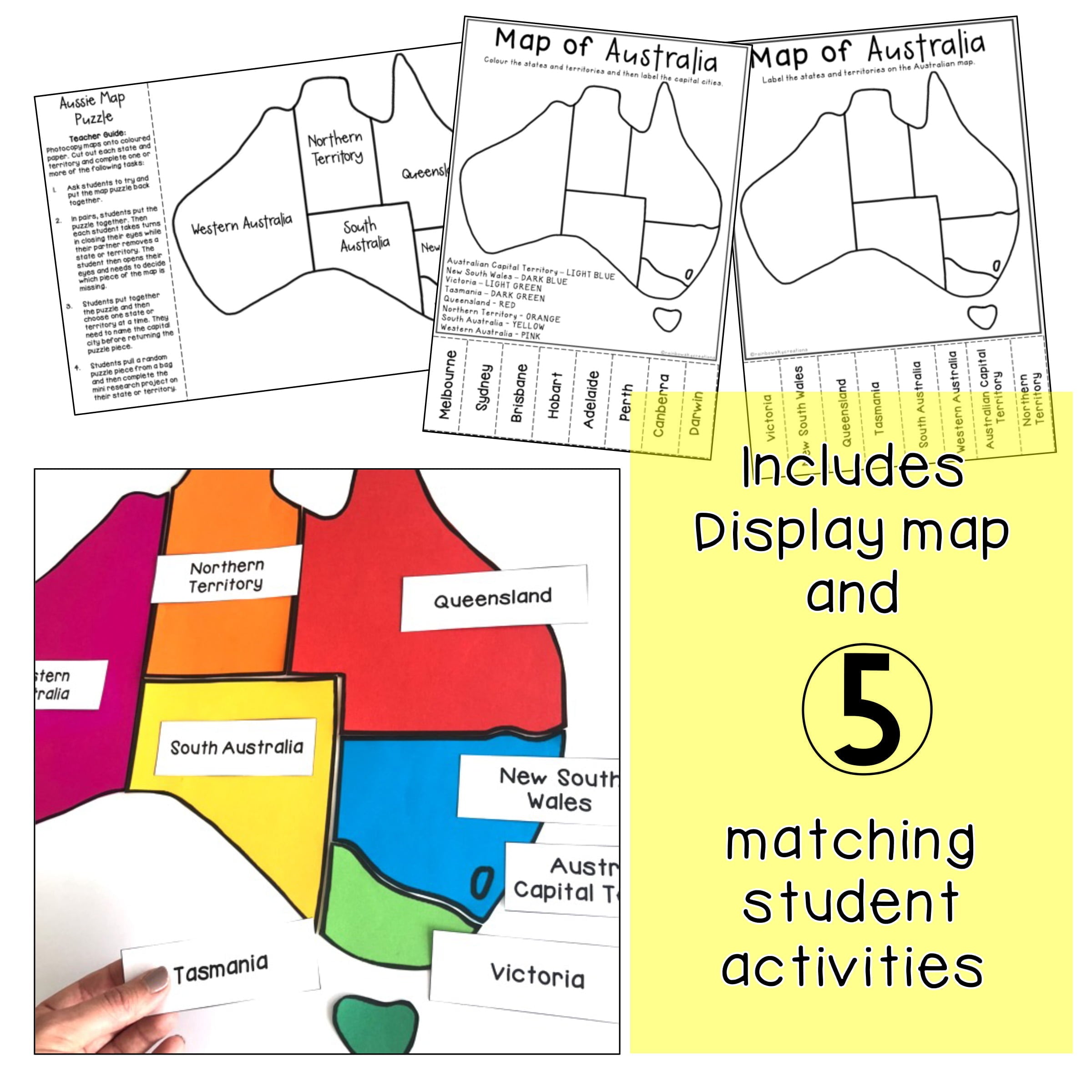 Australian Map Display & Geography Activities – Rainbow Sky Creations AU