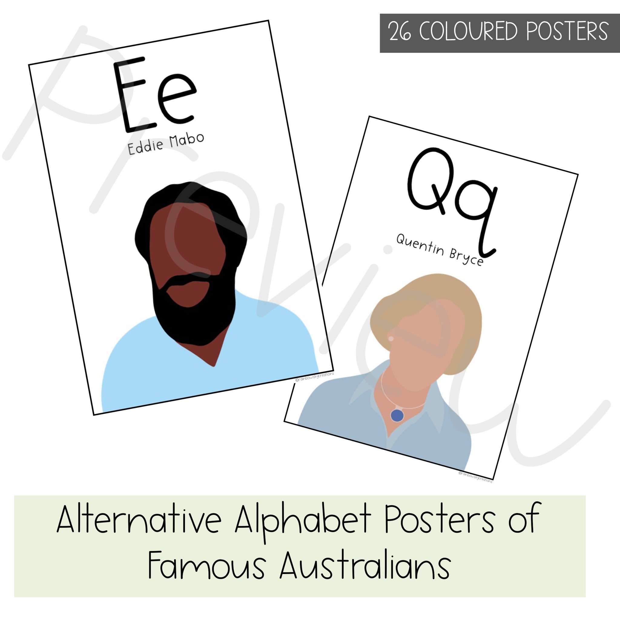 Famous Australians Alphabet Posters – Rainbow Sky Creations AU