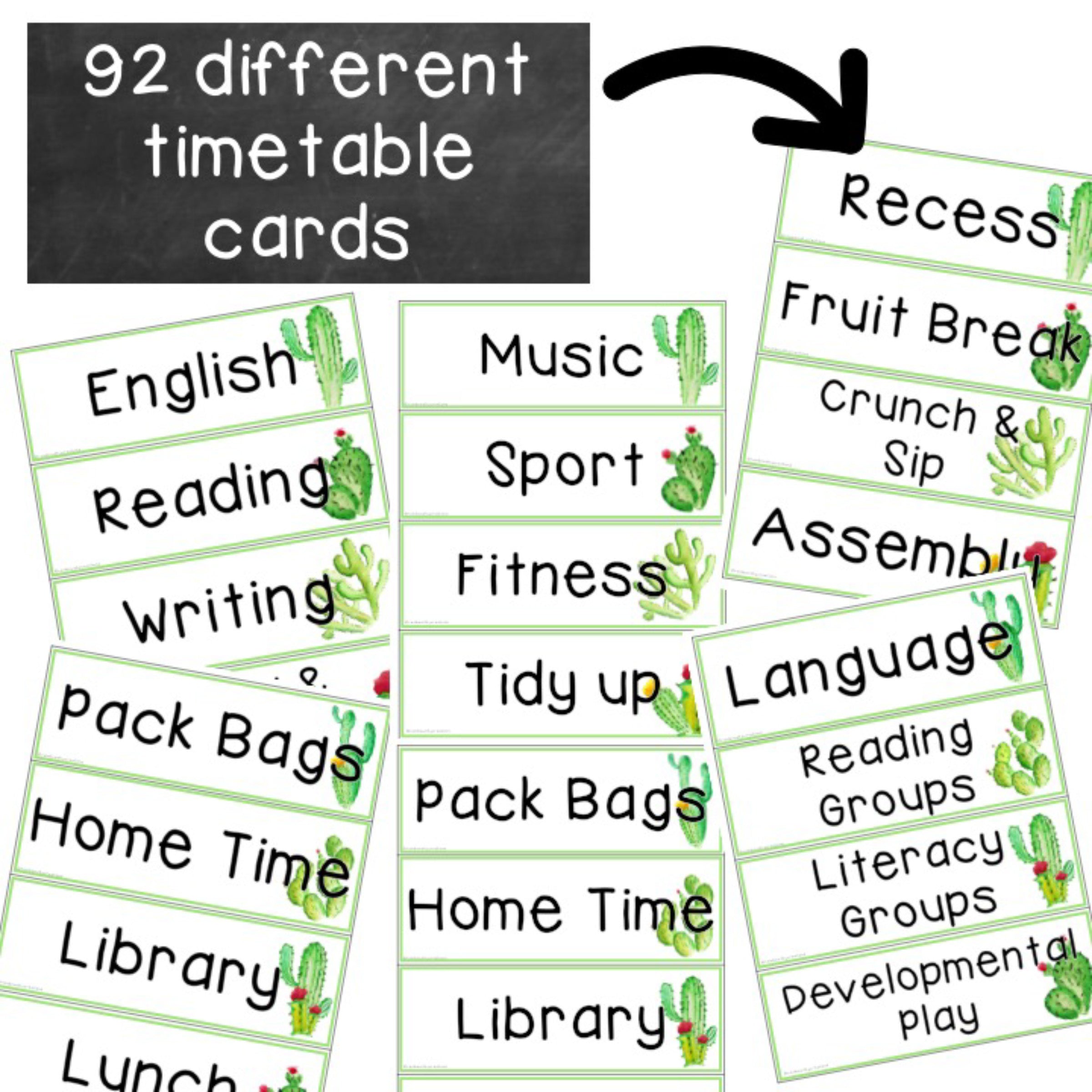 Editable Daily Timetable & Class Schedule (Cactus & Succulent Theme ...