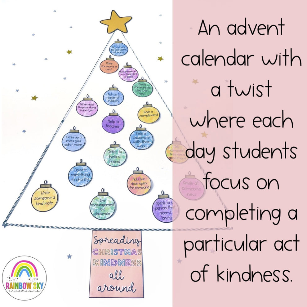 Christmas Kindness Advent Calendar - End Of Year Activity – Rainbow Sky ...