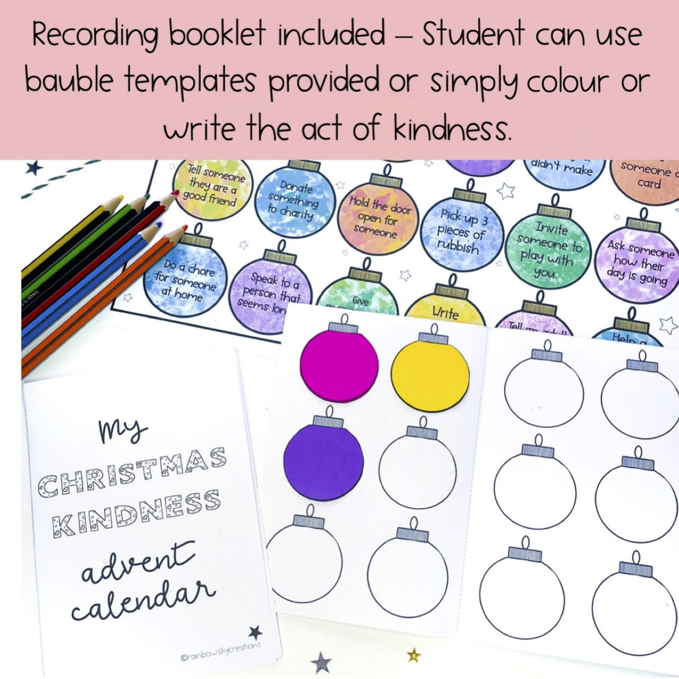 Christmas Kindness Advent Calendar - End Of Year Activity – Rainbow Sky ...