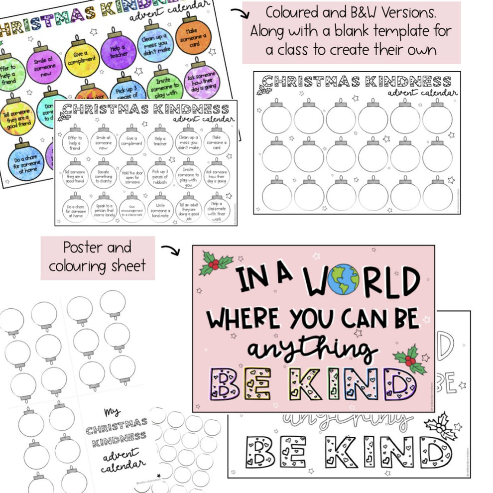 Christmas Kindness Advent Calendar - End Of Year Activity – Rainbow Sky ...