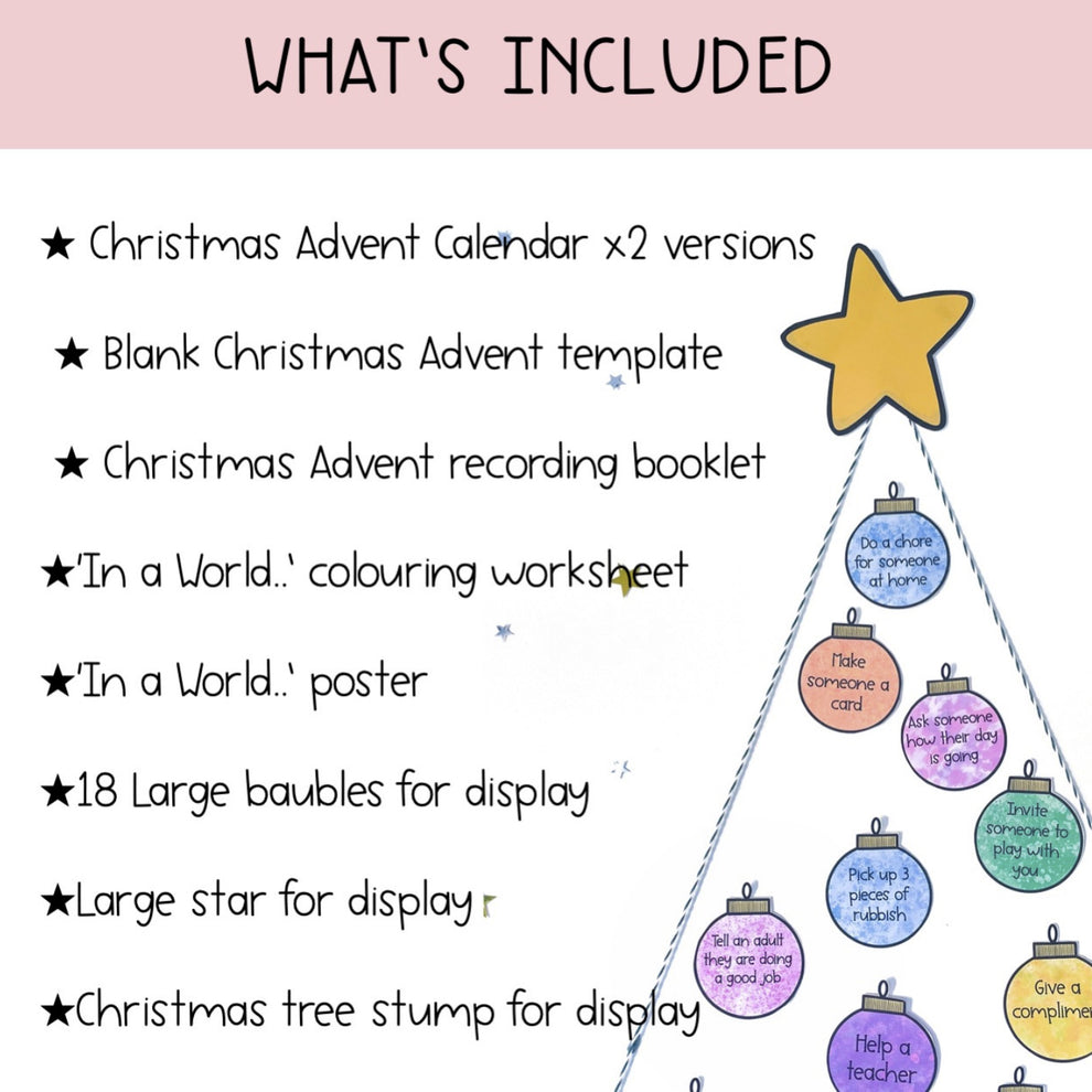 Christmas Kindness Advent Calendar - End Of Year Activity – Rainbow Sky ...