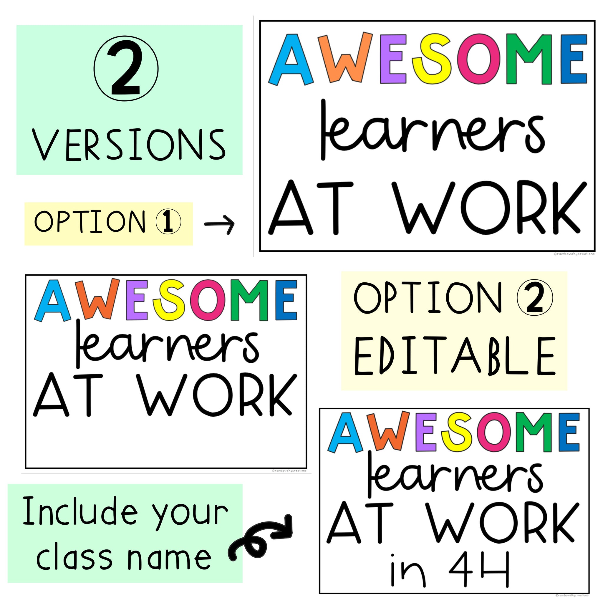 Editable Door Displays - Awesome Learners Door Sign – Rainbow Sky ...