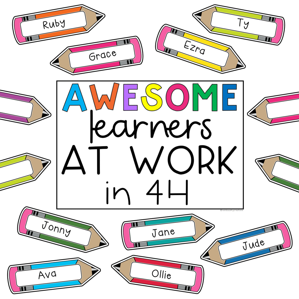 Editable Door Displays - Awesome Learners Door Sign – Rainbow Sky ...