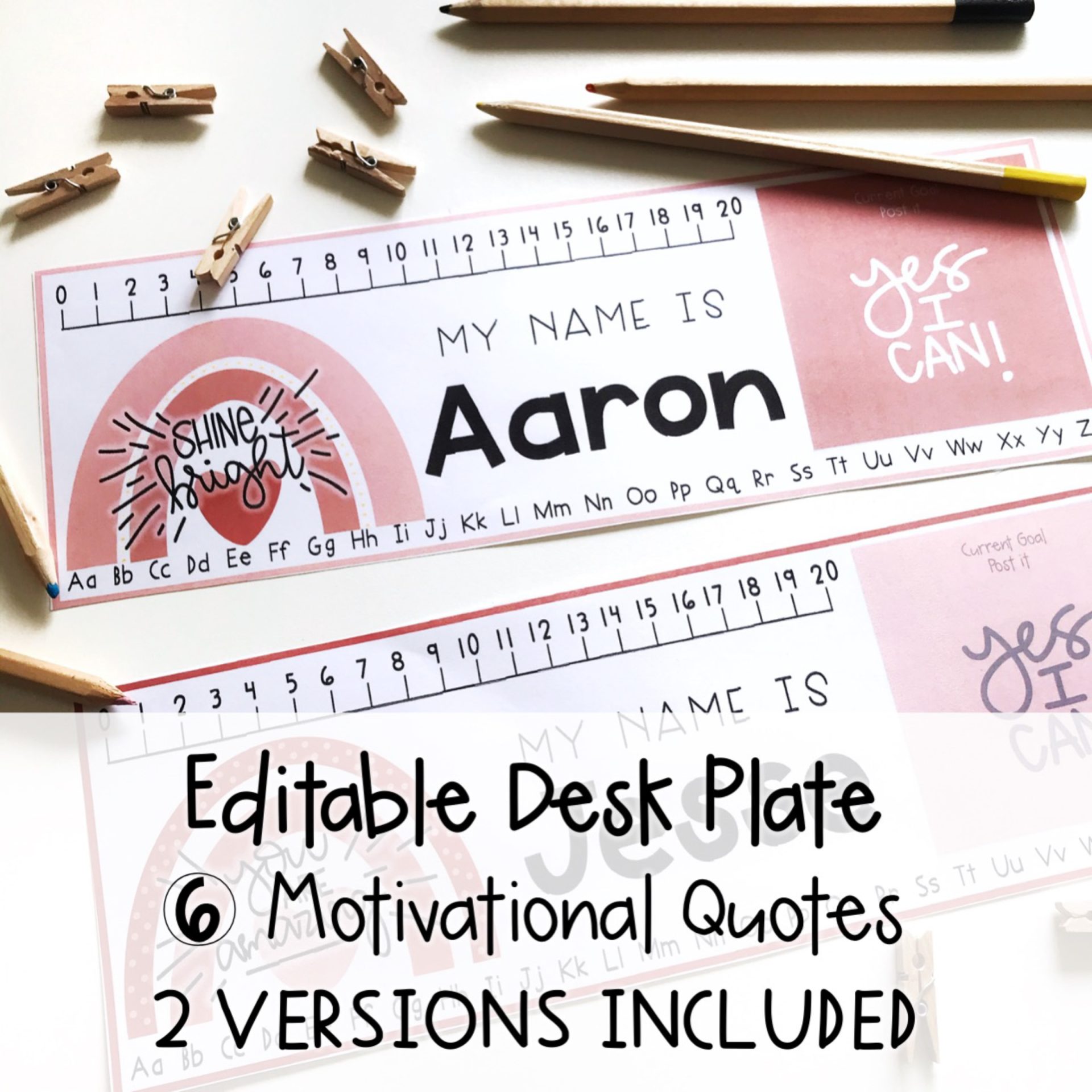 Goal Setting Desk Plates - Name Tags (Neutral Rainbow Theme) – Rainbow ...