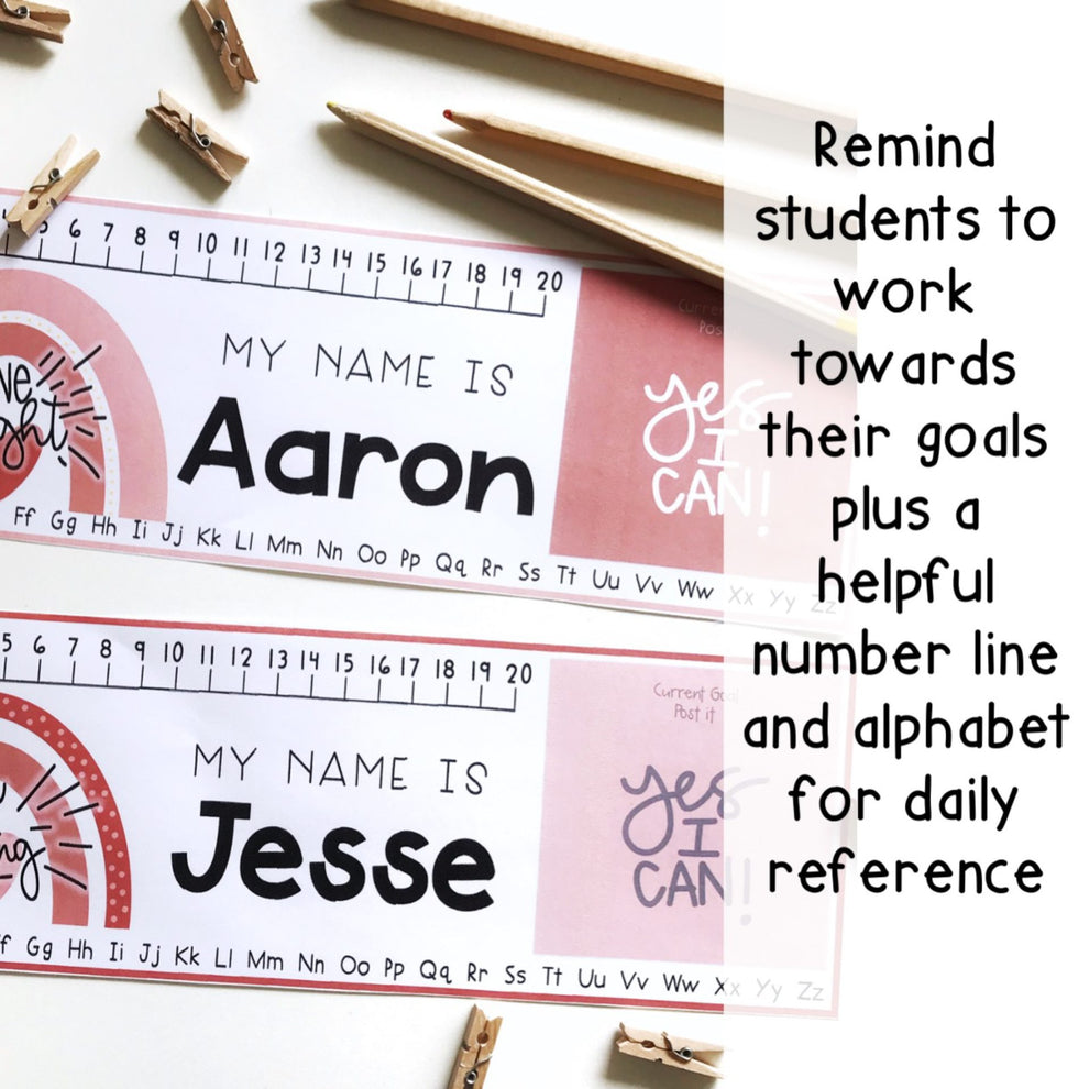 Goal Setting Desk Plates - Name Tags (Neutral Rainbow Theme) – Rainbow ...