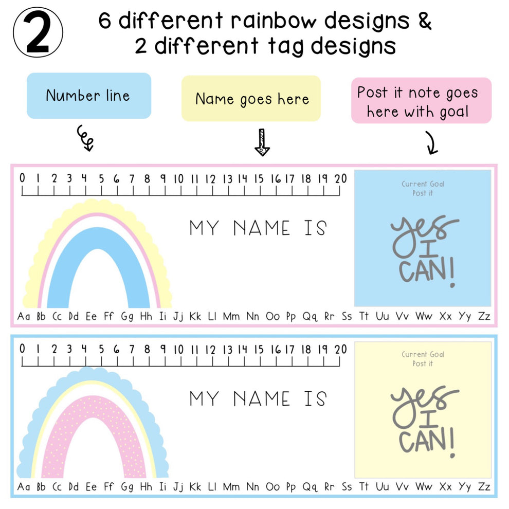Goal Setting Desk Plates | Desk Name Tags [Pastel Rainbow Theme ...