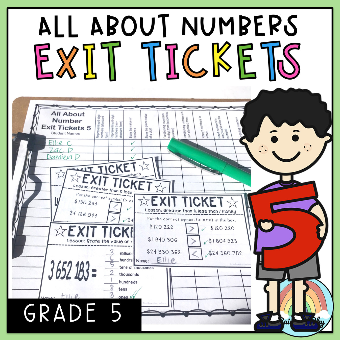 Math Exit Tickets | Exit Slips | Math Assessment | Number Sense | Grad ...