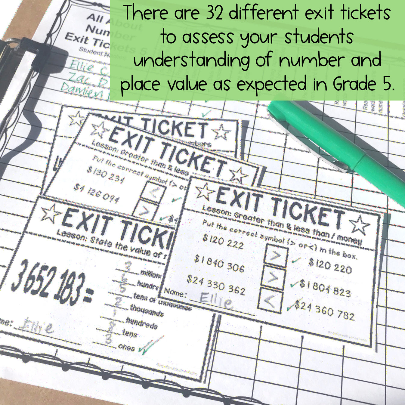 Math Exit Tickets | Exit Slips | Math Assessment | Number Sense | Grad ...