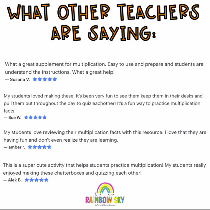 Harmony Week Times Table Maths Chatterboxes | Years 3-4 – Rainbow Sky ...