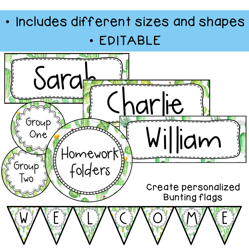 Editable Labels | Classroom Labels | Name Tags [Cactus & Succulent The ...