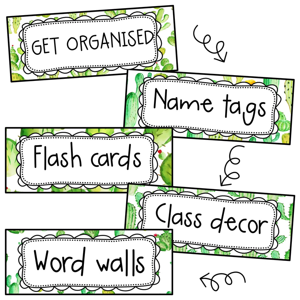 Editable Classroom Labels & Name Tags (Cactus & Succulent Theme ...