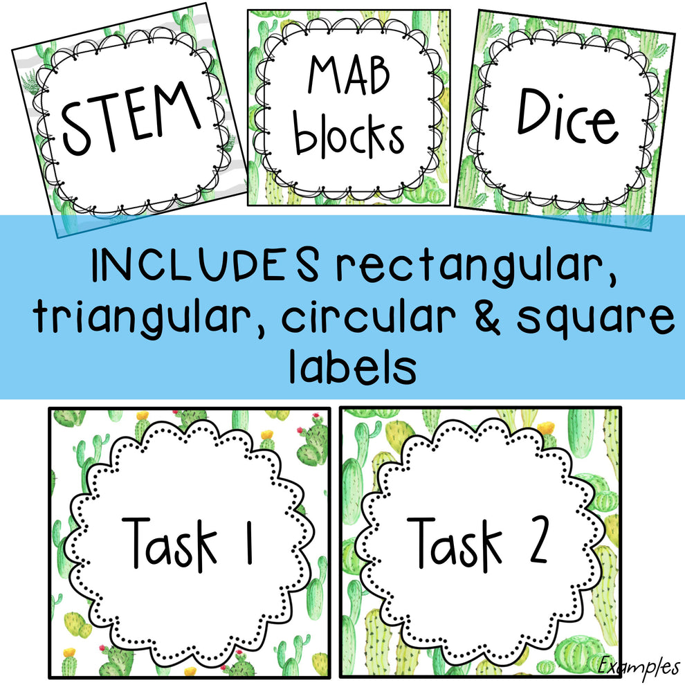 Editable Classroom Labels & Name Tags (Cactus & Succulent Theme ...