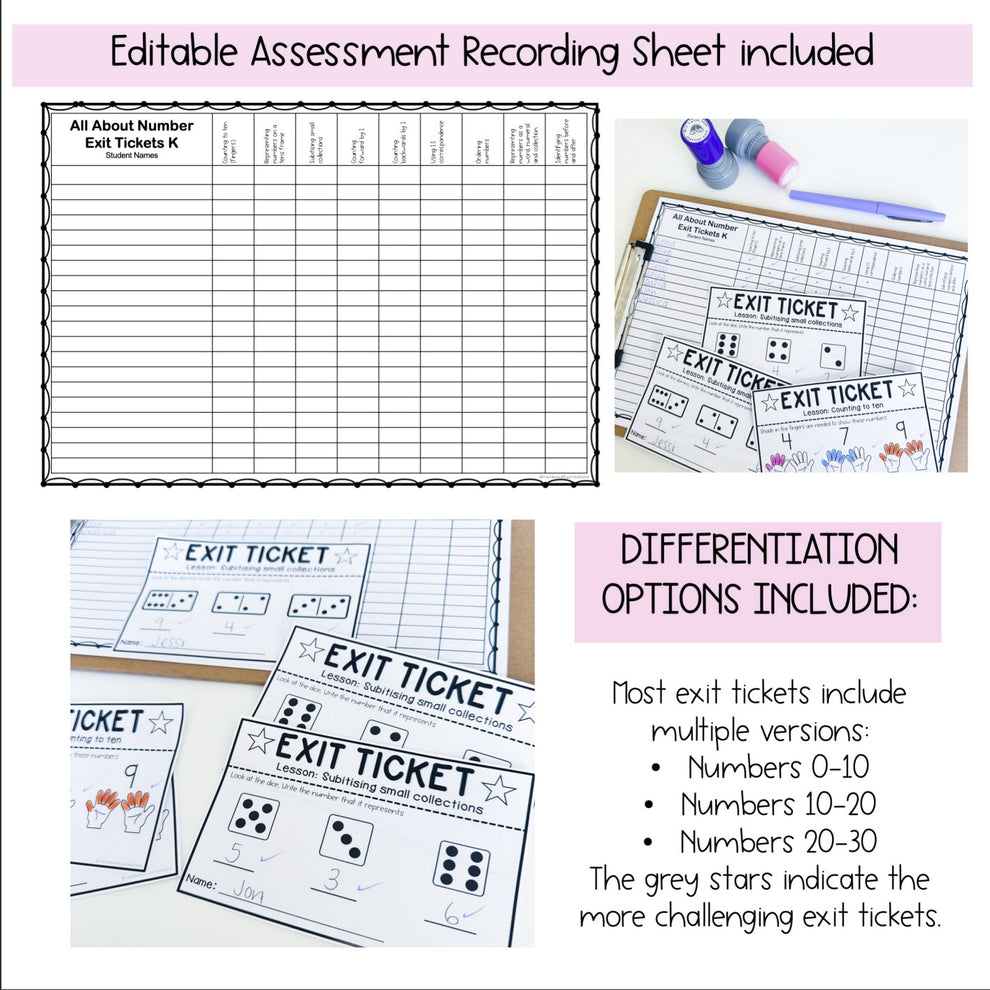 Number Exit Tickets | Math Exit Slips | Assessment | Kindergarten, Fou ...