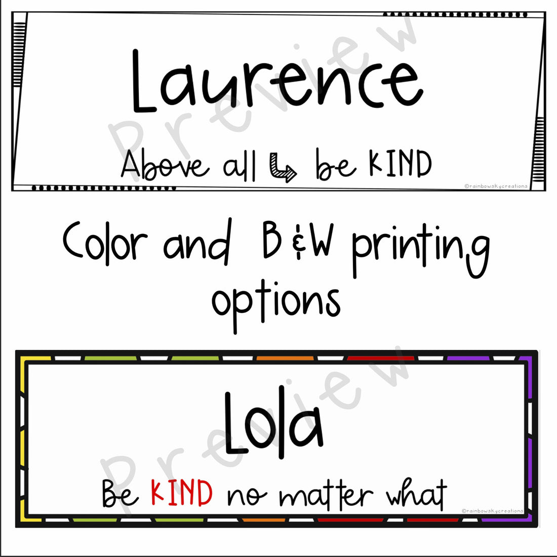 Kindness Editable Desk Name Tag – Rainbow Sky Creations AU