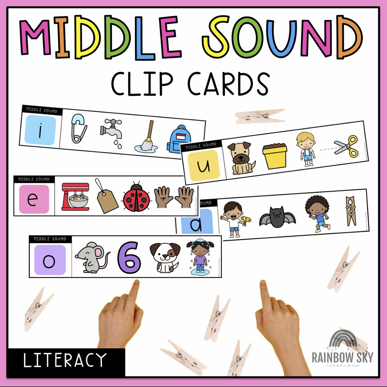 Middle Sound Activity | Middle Sound Phonics Game – Rainbow Sky ...