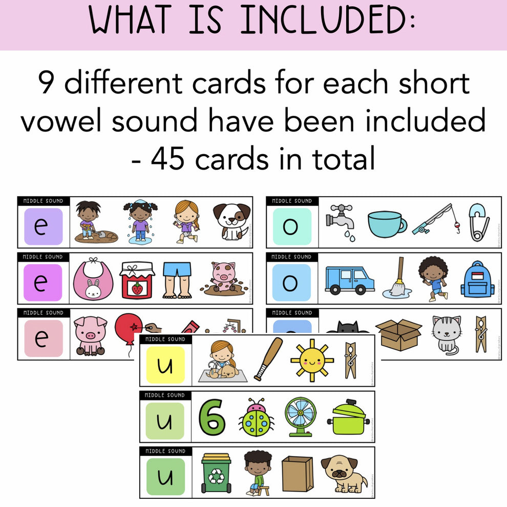 Middle Sound Activity | Middle Sound Phonics Game – Rainbow Sky ...
