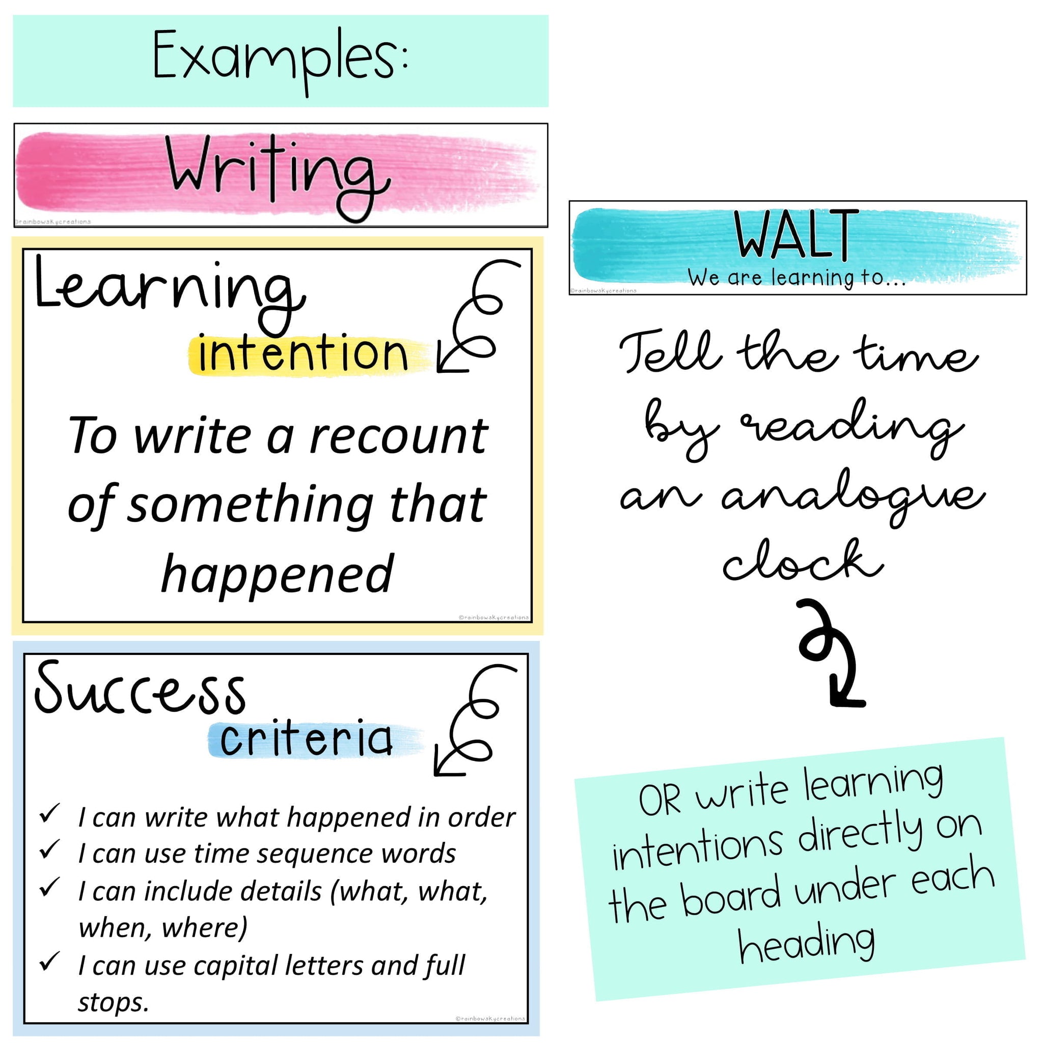 Editable Learning Intention Posters - WALT WILF TIB – Rainbow Sky ...