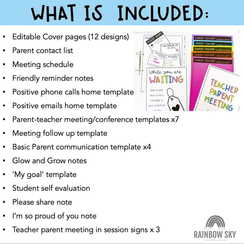 Parent Teacher Conference Templates | Parent Meeting Notes [Digital ...