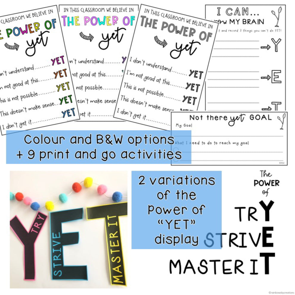 The Power Of Yet Posters & Lessons - Growth Mindset Yet Activities ...