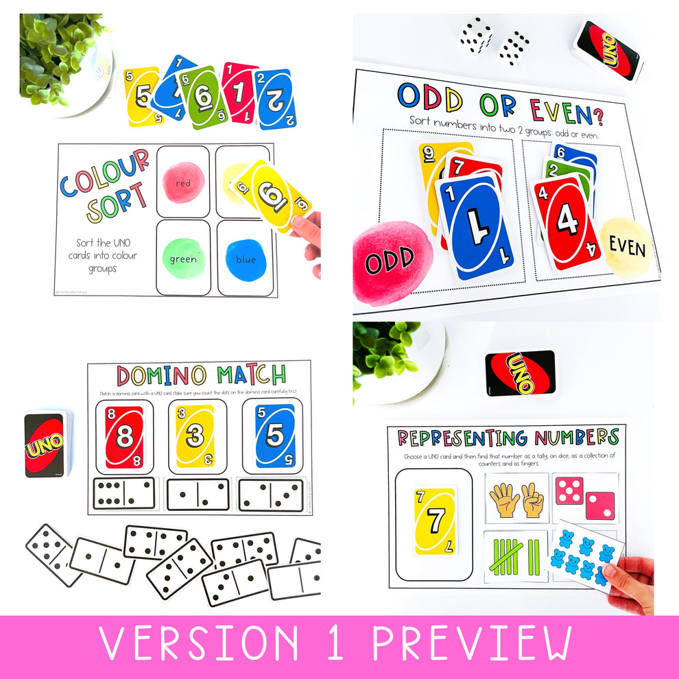 UNO Card Games BUNDLE - Kindergarten (Versions 1, 2 & 3) – Rainbow Sky ...