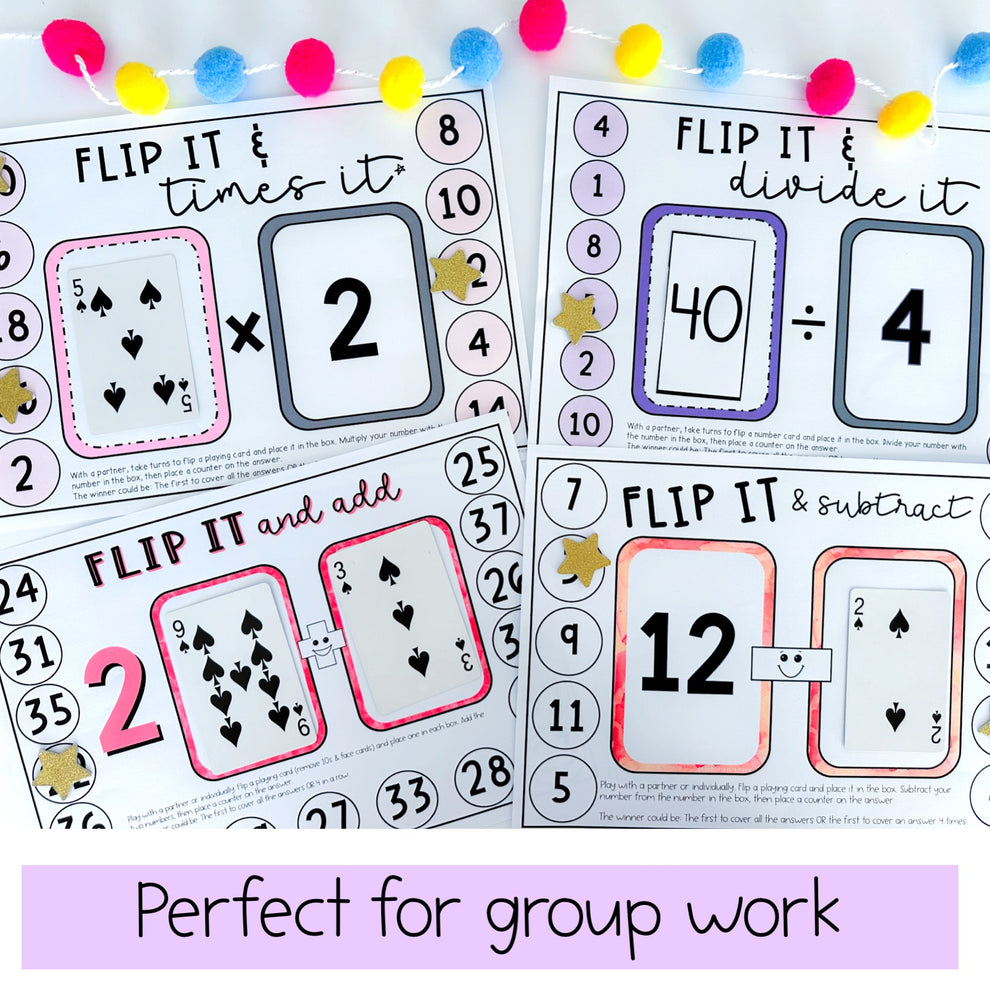 Flip It Fluency Games BUNDLE | Addition, Subtraction, Multiplication ...