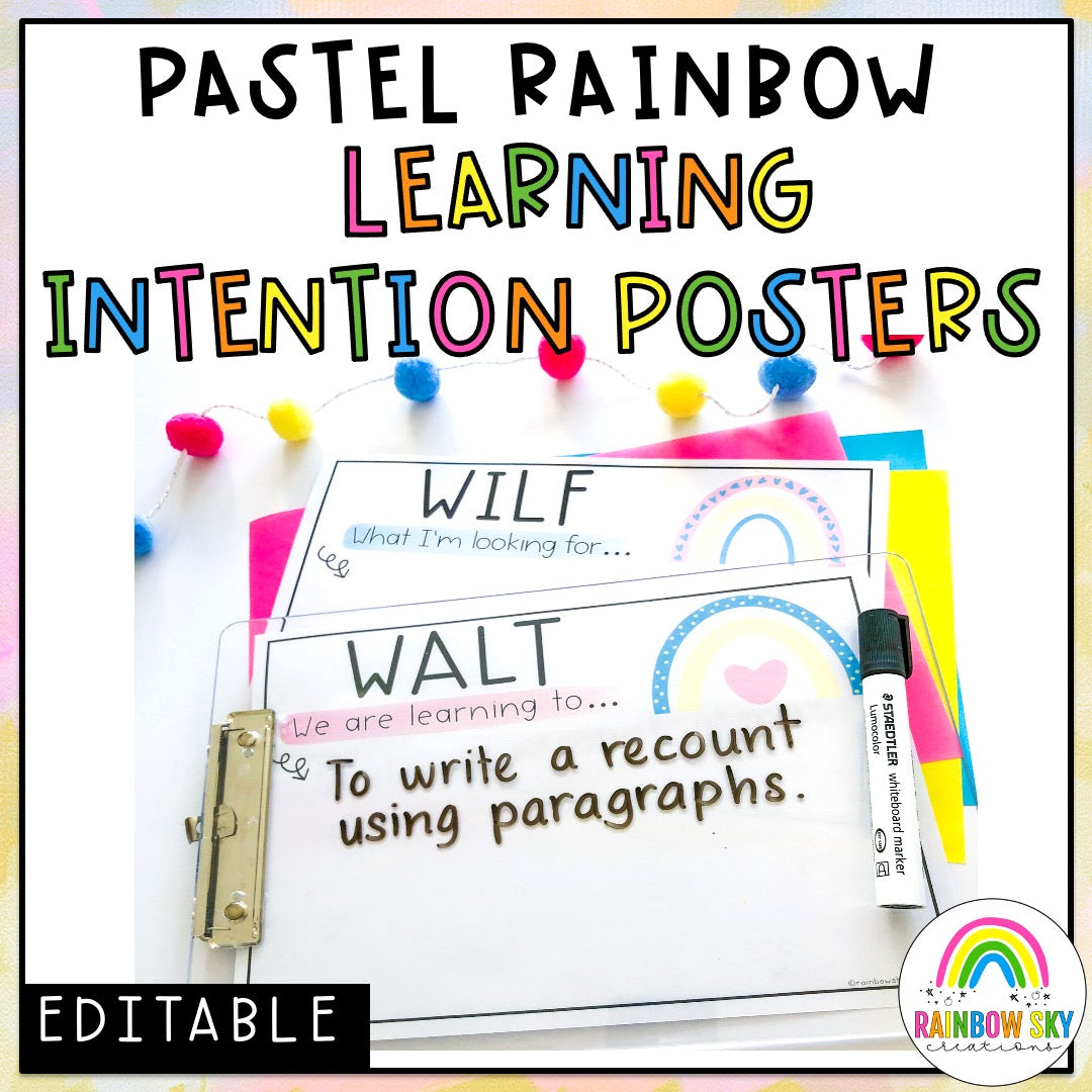 Editable Learning Intention Posters [Pastel Rainbow Theme] – Rainbow ...