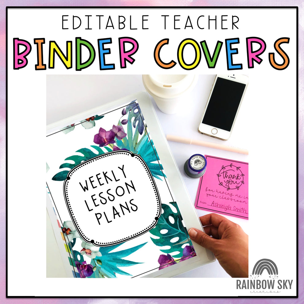 Editable Teacher Binder Covers | Folder Covers – Rainbow Sky Creations AU