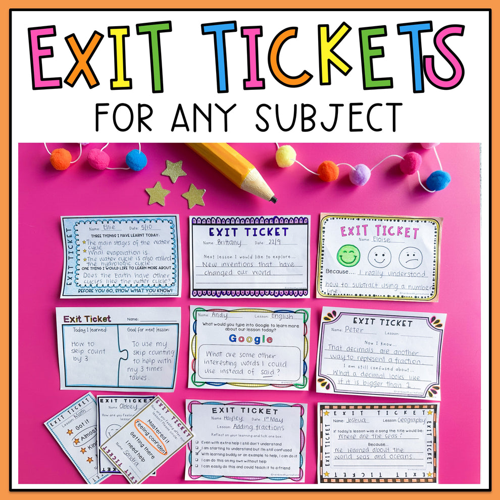 Exit Tickets | Exit slips for any lesson or subject – Rainbow Sky ...