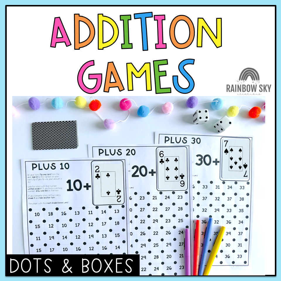 Addition Dots and Boxes Games – Rainbow Sky Creations AU