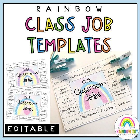 Editable Classroom Job System [Pastel Rainbow Theme] – Rainbow Sky ...
