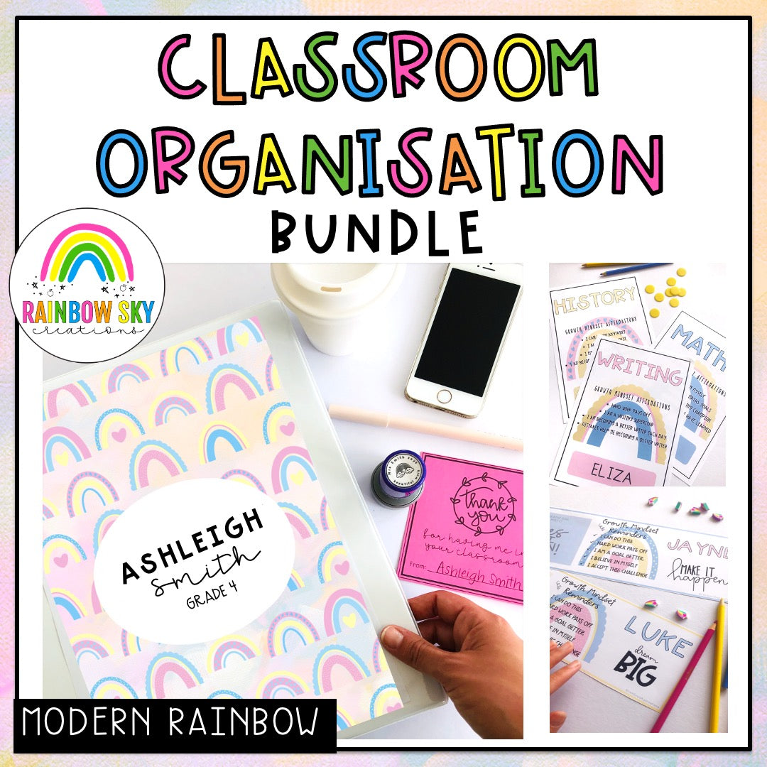 Classroom Organisation BUNDLE [Pastel Rainbow Theme] – Rainbow Sky ...