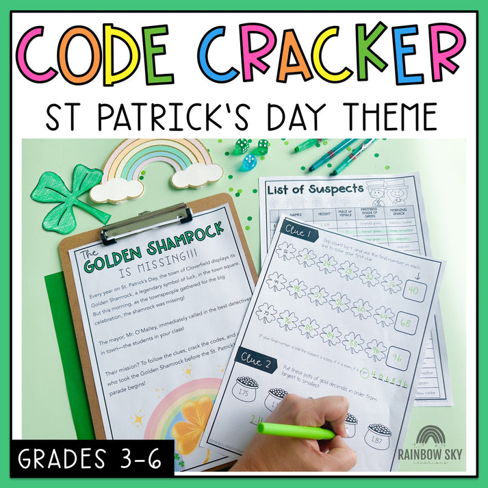 St Patrick's Day Math Code Cracker - Escape Room (Grades 3-6) – Rainbow ...