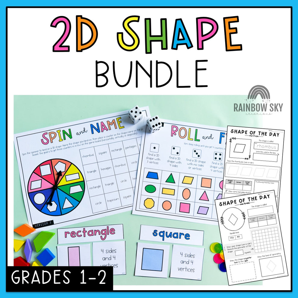 2D Shape Maths BUNDLE | 2D Shape Features and Attributes | Year 1 & Ye ...